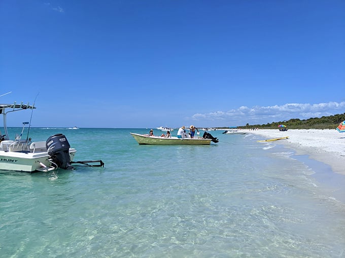 Crystal waters so clear you can count fish from the boat. The kind of blue that makes Caribbean postcards jealous.