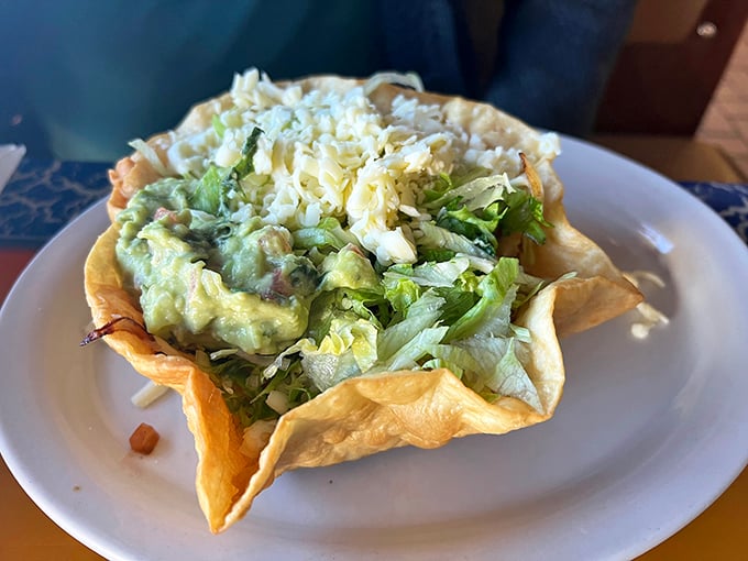 Guacamole served in its own edible bowl – because when the vessel is this delicious, leaving anything behind would be criminal.