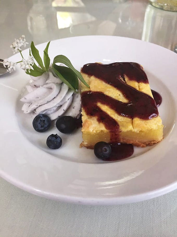 Desserts here don't just satisfy your sweet tooth—they tell a story. This lemon blueberry bar is New Hampshire sunshine on a plate.