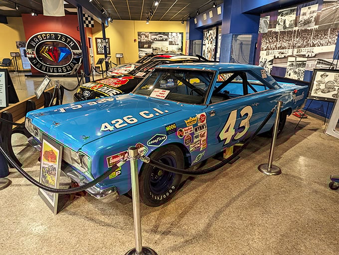 The iconic #43 Plymouth in Petty Blue—automotive royalty that makes gearheads go weak in the knees. Racing's equivalent of Sinatra's microphone.