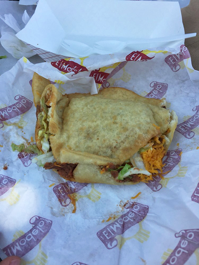 The stuffed sopapilla—New Mexico's answer to the question nobody asked: "What if a cloud could be fried and filled with spicy goodness?"