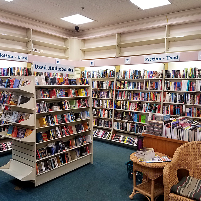 The used book section: where pre-loved stories find new homes and budget-conscious readers discover that second-hand tales still deliver first-class journeys.