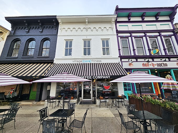The Coffee Company's outdoor seating area isn't just about caffeine—it's Granville's unofficial town square where ideas and friendly gossip flow equally.