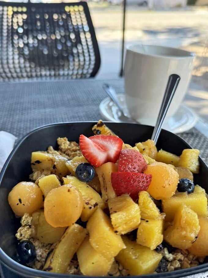 Fresh fruit and granola that doesn't taste like bird food—this is the breakfast that makes you feel virtuous while still delivering on flavor promises.