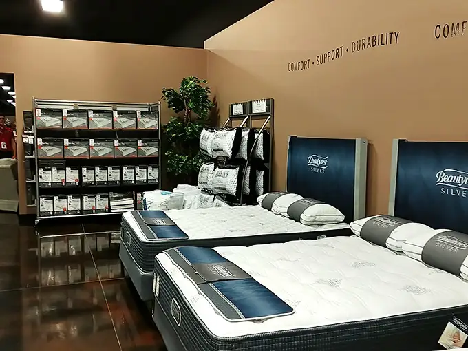 The mattress showroom: where adults get permission to nap in public while pretending to make responsible purchasing decisions.