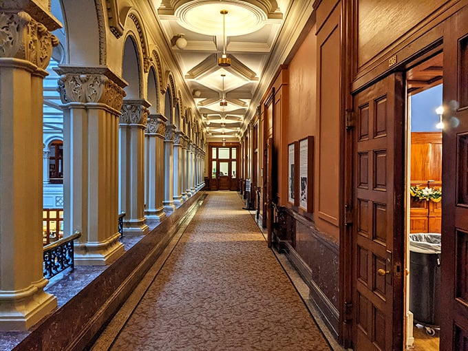 Corridors that whisper secrets of the past—each marble column and ornate doorway has witnessed a century of American history.