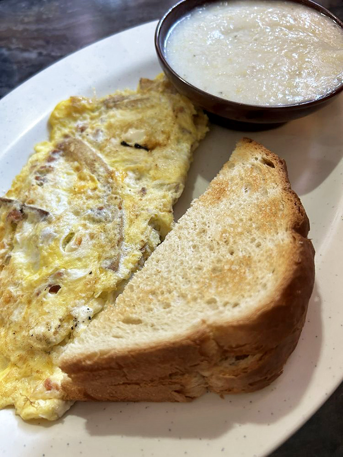 This omelet didn't just happen—it was crafted with the precision of an artist and the generosity of your favorite aunt.