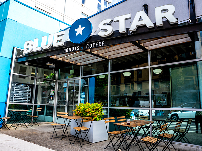 The colorful storefront fits right into Portland's quirky neighborhood vibe—like that cool friend who's both weird and wonderful.