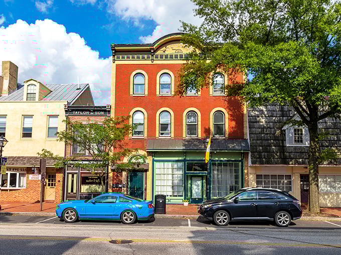 Burlington's colorful storefronts invite window shopping and impromptu conversations with fellow browsers.