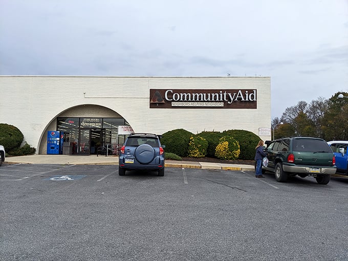 "Neighbors helping neighbors! Community Aid's welcoming entrance invites you to shop with purpose and style."