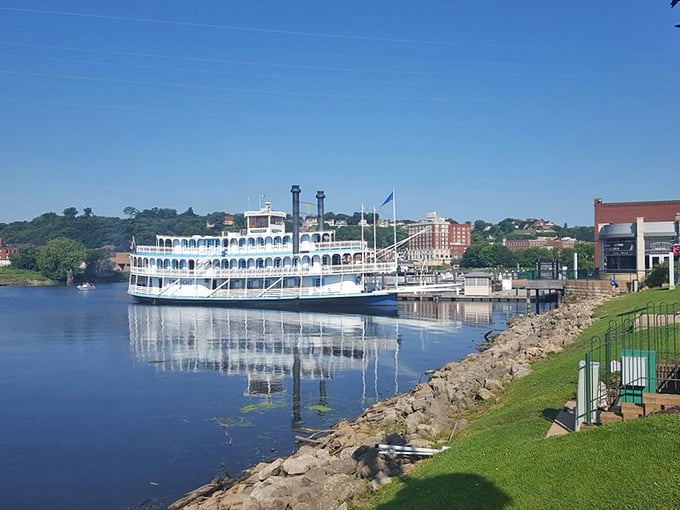Le Claire's riverfront offers front-row seats to the mighty Mississippi—nature's original highway before interstates ruined the view.