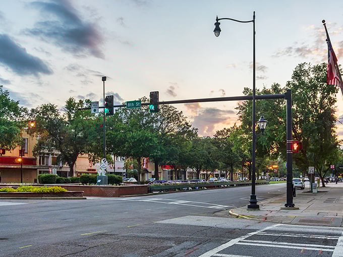 Downtown Augusta's tree-lined streets offer shade and Southern charm – where even rush hour feels like a gentle suggestion.