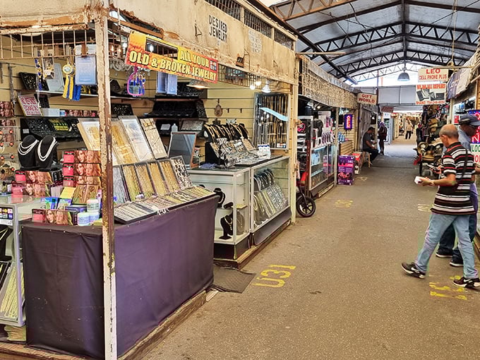 Jewelry that sparkles under display lights! Fort Lauderdale Swap Shop feels like a mall and treasure hunt rolled into one.