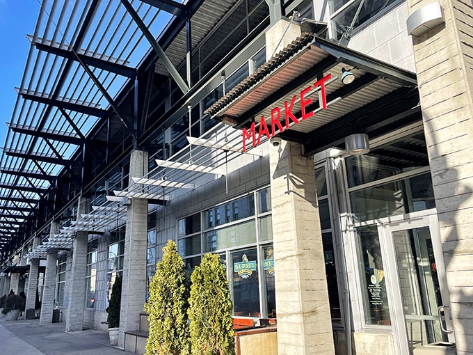The modern architecture of Milwaukee Public Market creates a perfect backdrop for St. Paul's old-school fish market approach to seafood.