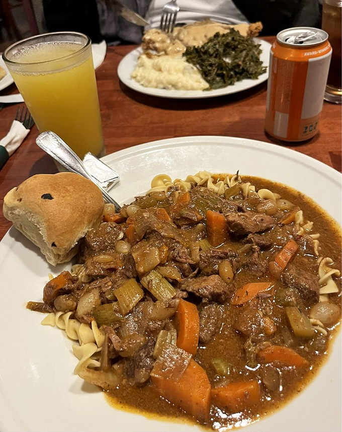 This hearty beef stew served over egg noodles isn't just a meal—it's edible therapy for whatever ails you