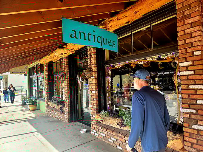 A wonderland of garden art and collectibles creates a joyful jumble outside this yellow-fronted shop – organized chaos at its finest.