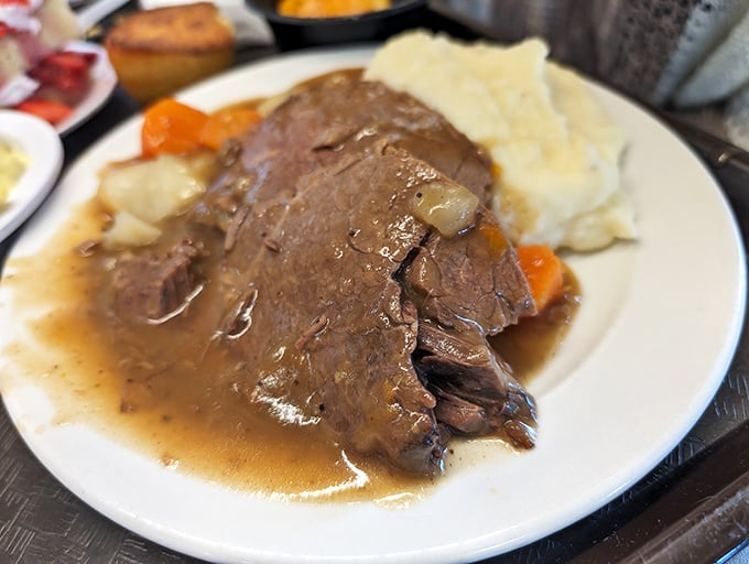 Pot roast so tender it doesn't need a knife – just a gentle nudge and your deepest appreciation for slow-cooked perfection.