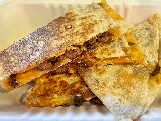 Quesadillas that have achieved the golden ratio of tortilla crispness to melty cheese interior – mathematics never tasted so good.