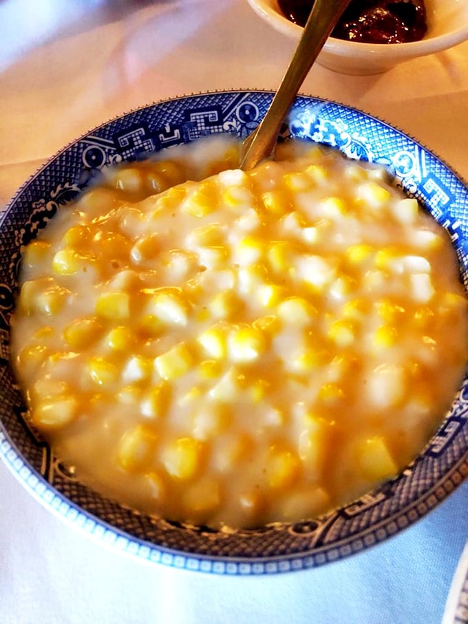 Cream-style corn that straddles the line between side dish and dessert – sweet, velvety kernels swimming in a pool of buttery bliss.