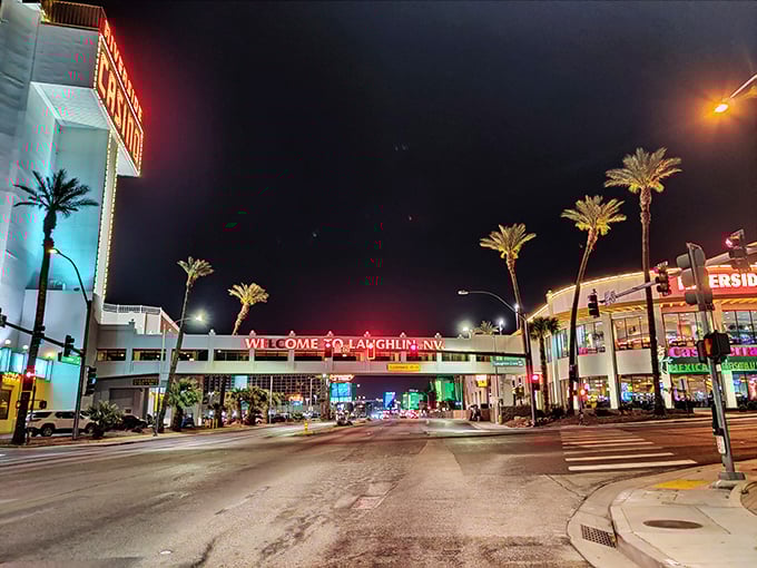 Laughlin lights up the desert night like a neon mirage – Vegas's laid-back cousin knows how to party too.