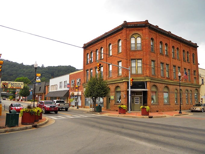 Marlinton's quaint main street invites you to park the car and explore on foot—no rush, the mountains have been waiting forever.