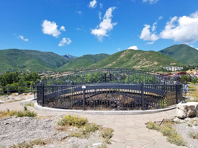 The Homestead Crater's viewing platform offers a perfect circle of sky—nature's own observatory in Midway.