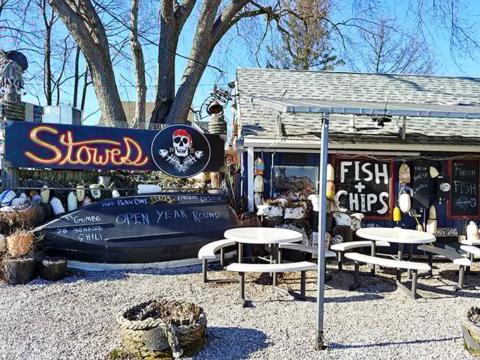 Stowe's rustic exterior tells you everything you need to know—they're too busy perfecting their seafood to worry about fancy decorations.