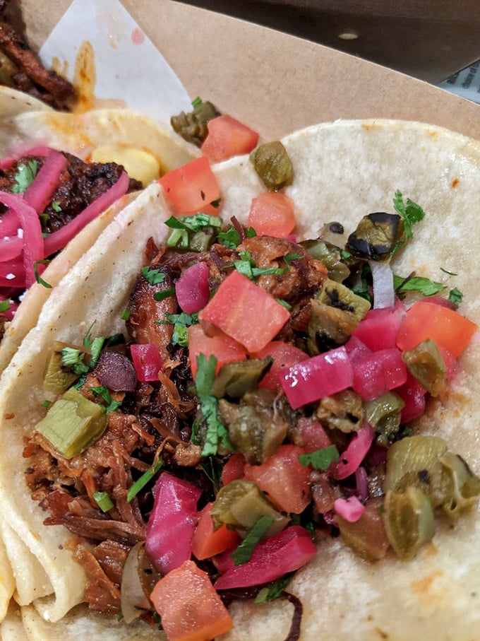 Carnitas with attitude. Those crispy edges and tender centers are the yin and yang of pork perfection, topped with just enough cotija to make it sing.