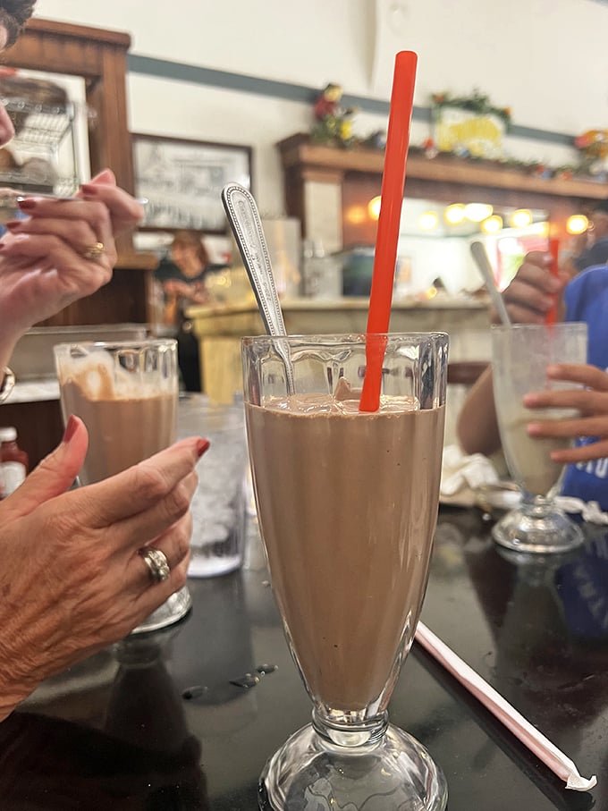This chocolate milkshake isn't just thick—it's challenging your straw to a duel it might not win. The perfect balance of drinkable yet spoonable.
