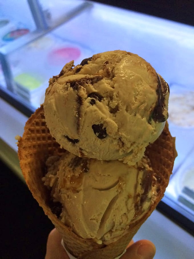 Two scoops of different flavors in one cone—because adulthood means never having to choose just one ice cream anymore.
