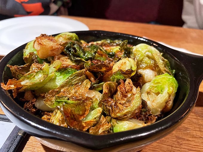 Brussels sprouts that could convert the most dedicated vegetable skeptic. Crispy, caramelized edges with tender centers – the vegetable equivalent of a standing ovation.