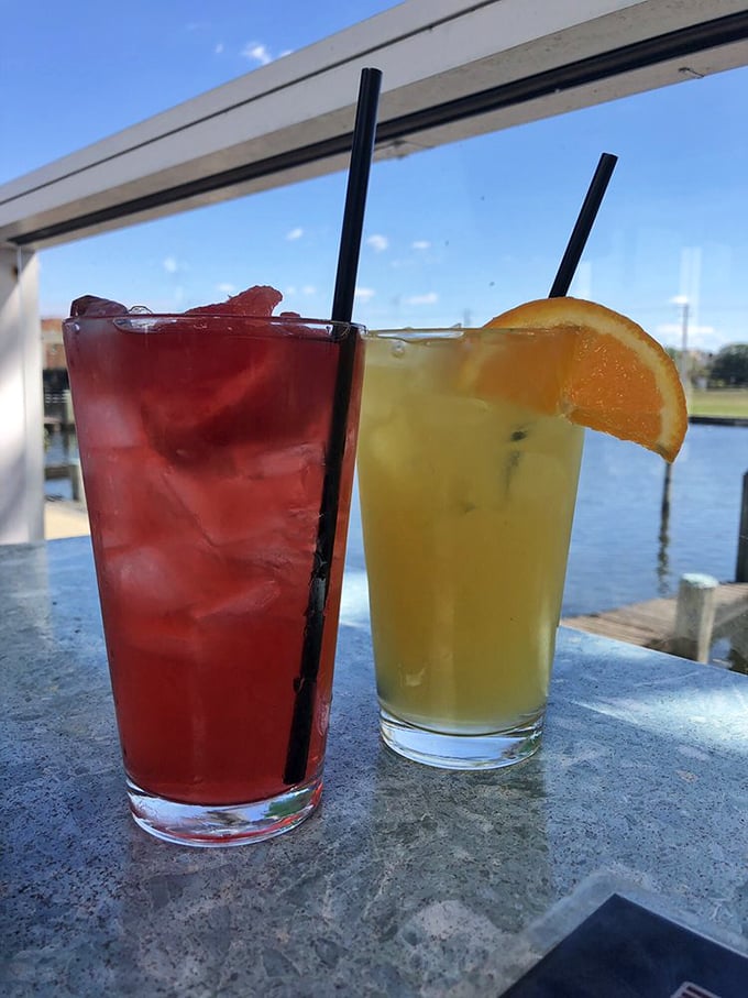 Colorful cocktails with a waterfront view—because everything tastes better when you're watching boats glide by on the Wicomico River.