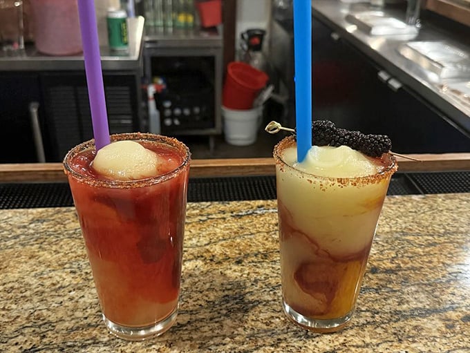 These aren't just frozen margaritas—they're survival tools for Texas heat and the perfect counterpoint to smoky, rich barbecue. Sweet salvation in a glass.