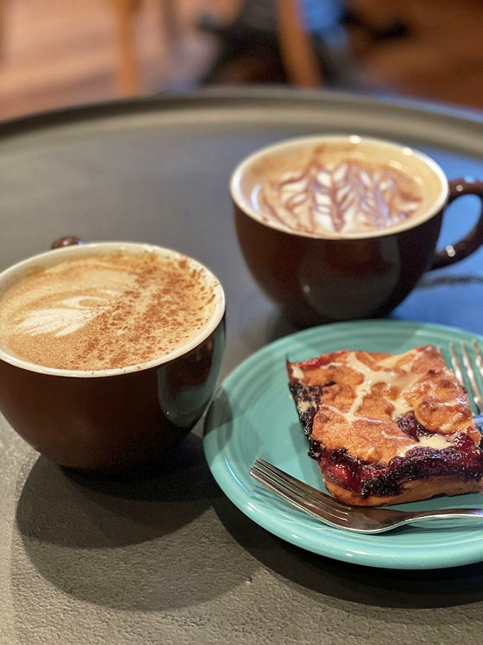 Coffee as art, art as coffee. These twin masterpieces with their delicate foam designs make you hesitate before that first sip—but only for a second.
