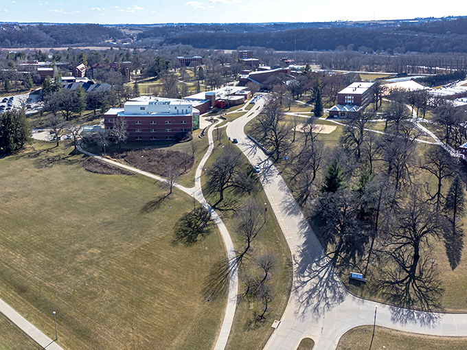 Luther College campus spreads across the landscape like a scholarly retreat, where education and nature formed a particularly successful partnership.
