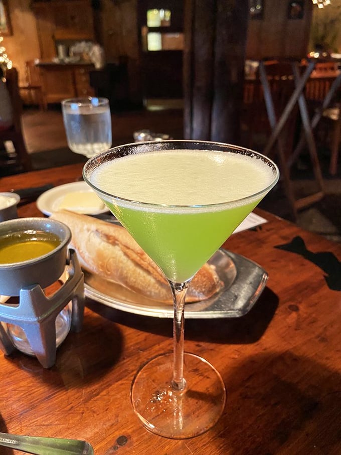 That vibrant green martini isn't just a drink—it's a conversation starter that whispers "vacation" even on a Tuesday night in Virginia.