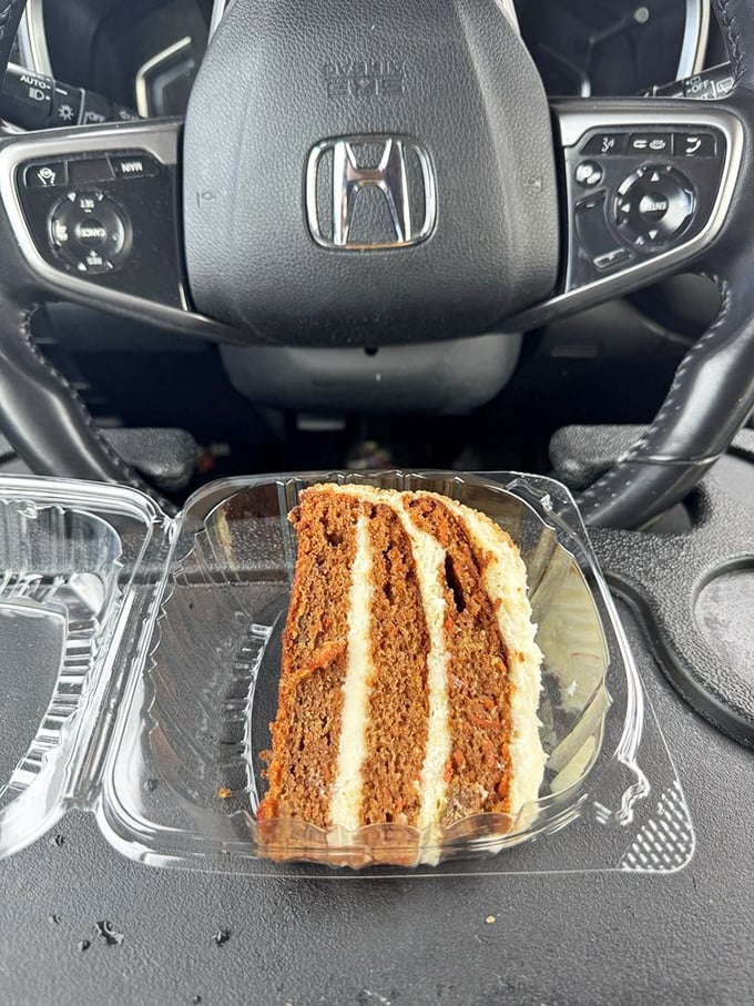 Layer upon layer of spiced cake and cream cheese frosting – because sometimes you need something sweet after all that savory. Balance in all things.