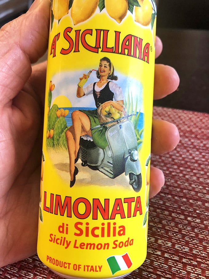 La Siciliana Limonata—because sometimes pasta needs a zesty companion. This imported lemon soda cuts through richness with citrusy charm.