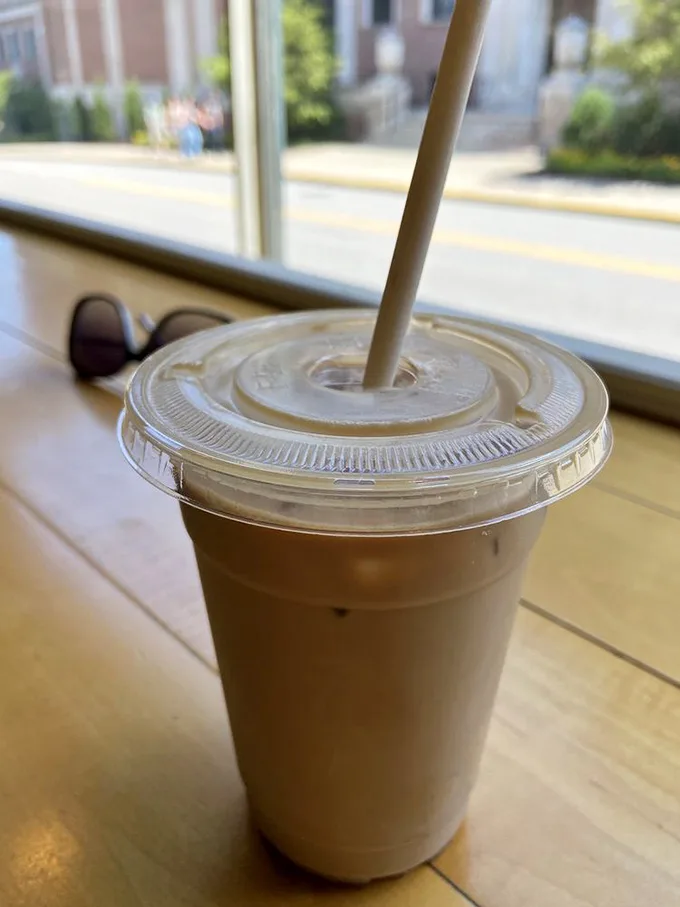 Window seat with an iced latte—nature's perfect antidote to both West Virginia summer heat and Monday morning meetings.