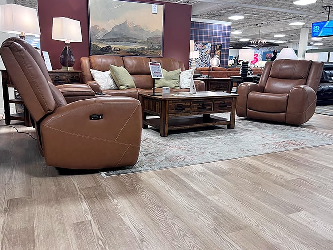 Leather recliners lined up like a first-class cabin for your living room. Your Netflix marathons just got a serious upgrade.