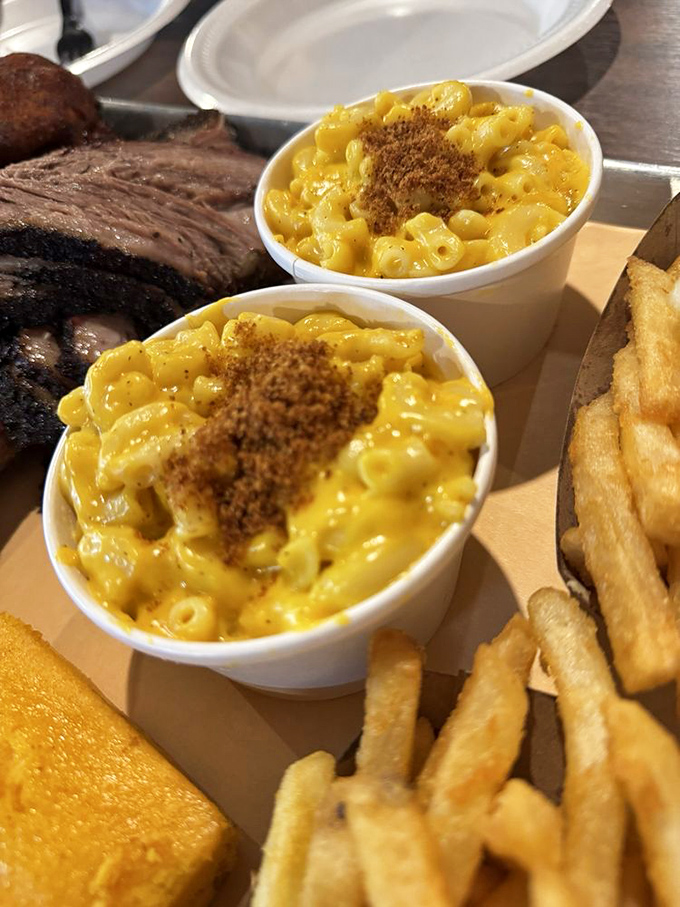 Mac and cheese that doesn't know it's a side dish. That golden crust on top is like the crispy edge piece of a brownie—the part everyone fights over.