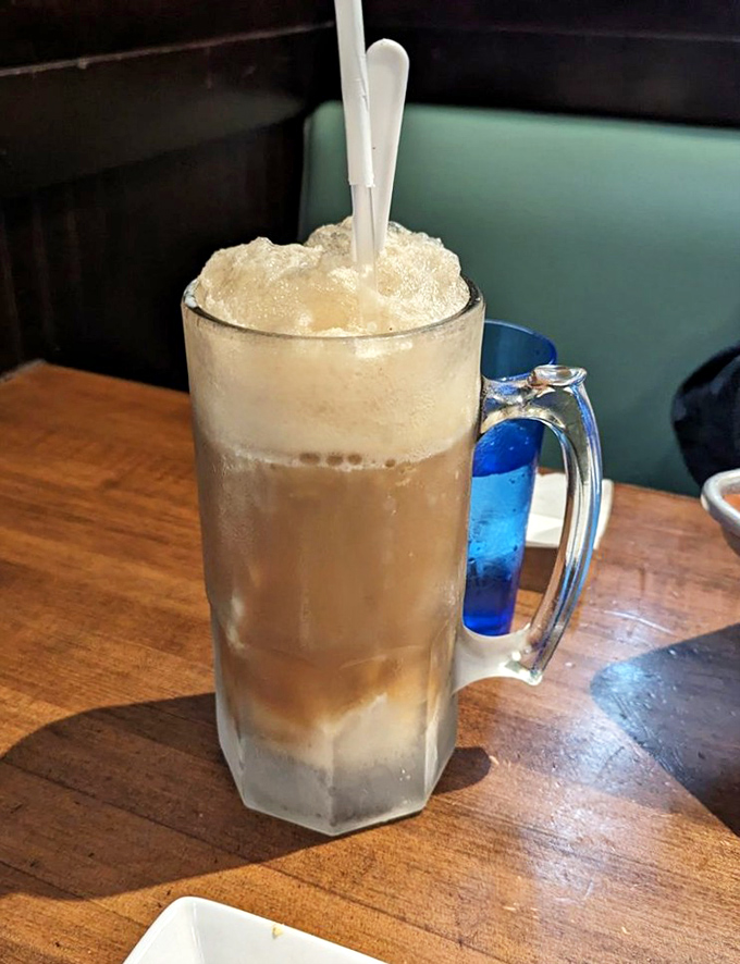 Root beer in a frosty mug – the unofficial state beverage of "I'm treating myself today." Childhood nostalgia with adult appreciation.