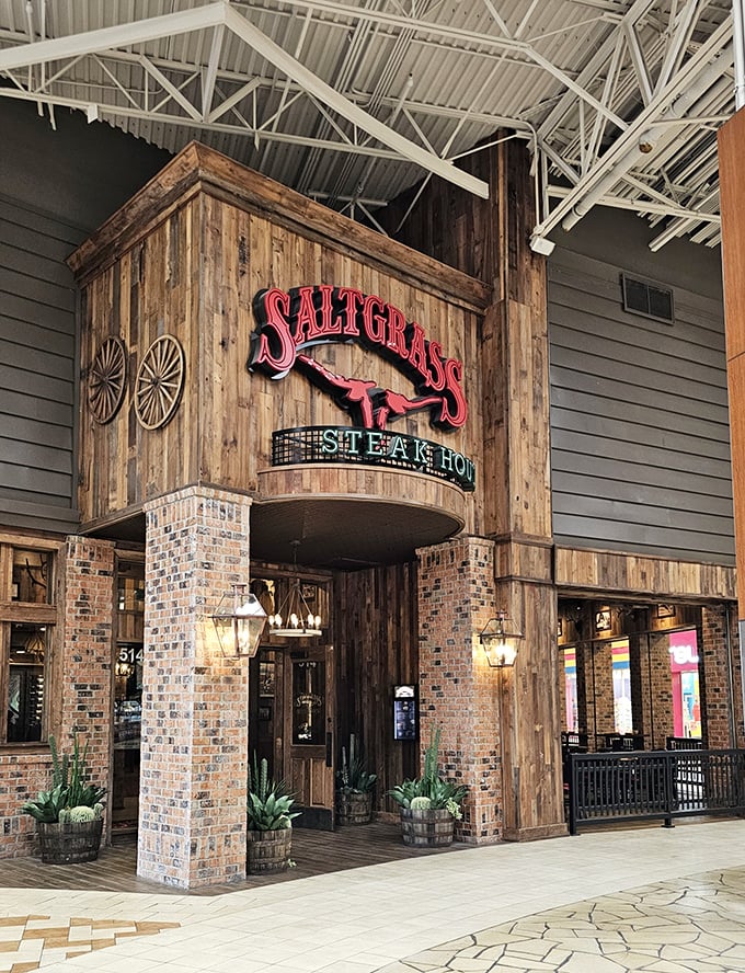 Saltgrass's western-inspired entrance sets the stage for Texas-sized portions that somehow taste purely Tennessean.