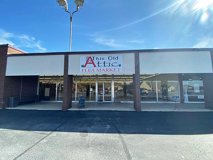 "This Old Attic" – where the clean storefront belies the nostalgic wonderland waiting inside. Marie Kondo would have a panic attack here.