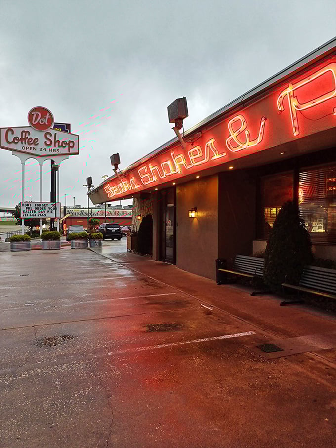 Rain-slicked pavement can't dampen the warm glow of a place where "breakfast for dinner" isn't a quirky choice—it's a lifestyle.