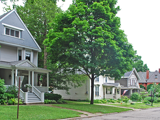 Colorful historic buildings line Marshall's streets, housing shops where you can buy things Amazon doesn't know exist yet.