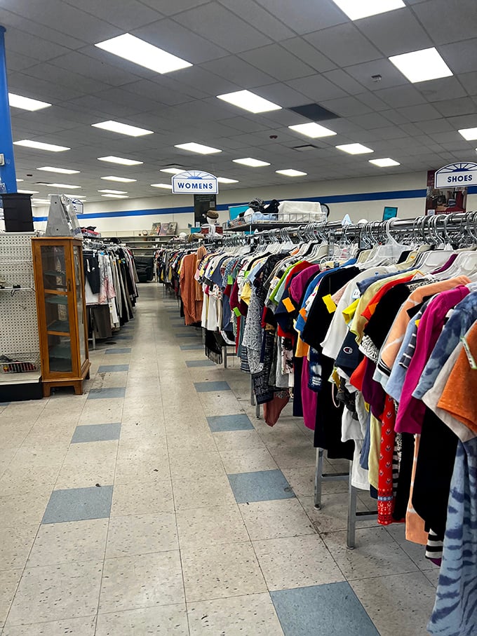 "Brick building, bargain prices! Saint Vincent's thrift store combines history and deals in one perfect package."