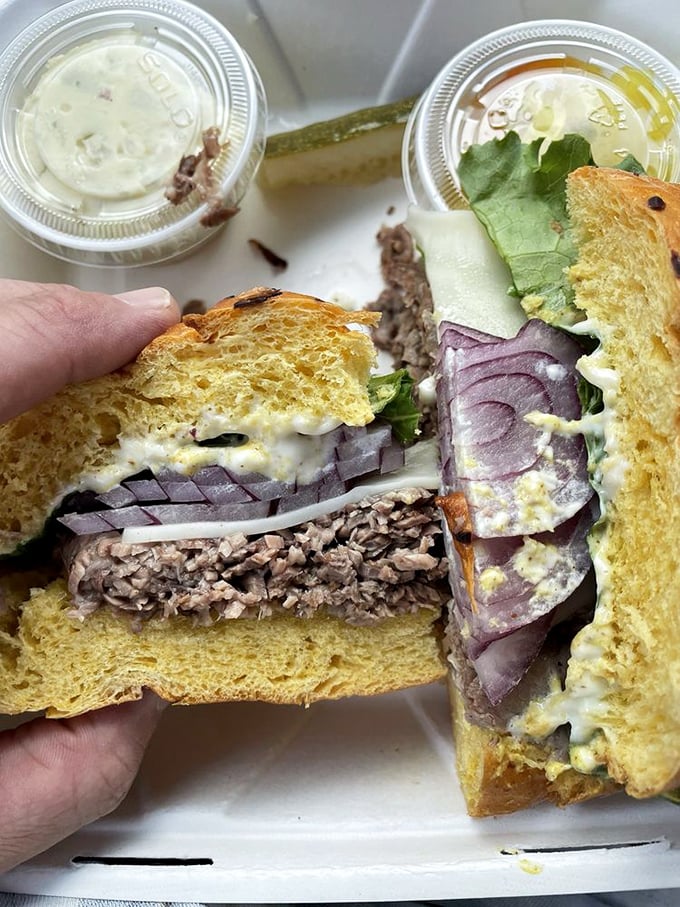 Poetry on a plate: toasted rye, melted cheese, and turkey so tender it might just bring a tear to your eye. And those fries? Supporting characters stealing the show.