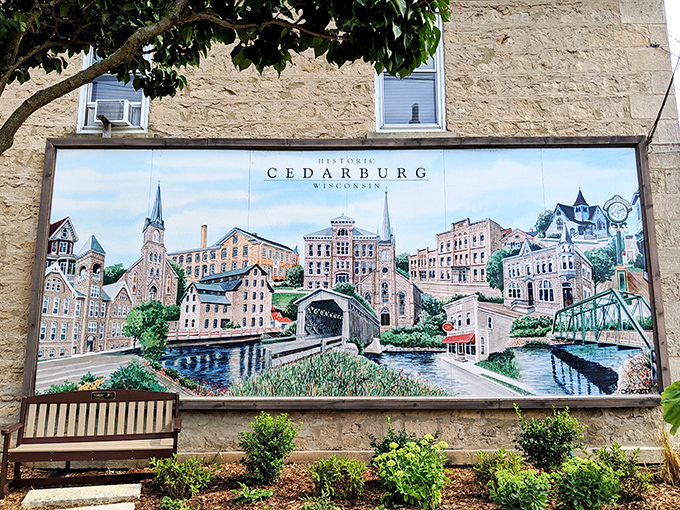 This mural doesn't just depict Cedarburg—it captures its soul. Like a Facebook profile picture that actually looks like the person.