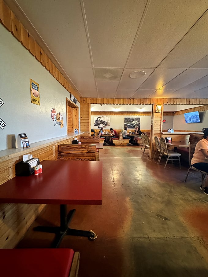 Booths that invite you to settle in and stay awhile. This isn't fast food; it's slow-down-and-appreciate-life food.